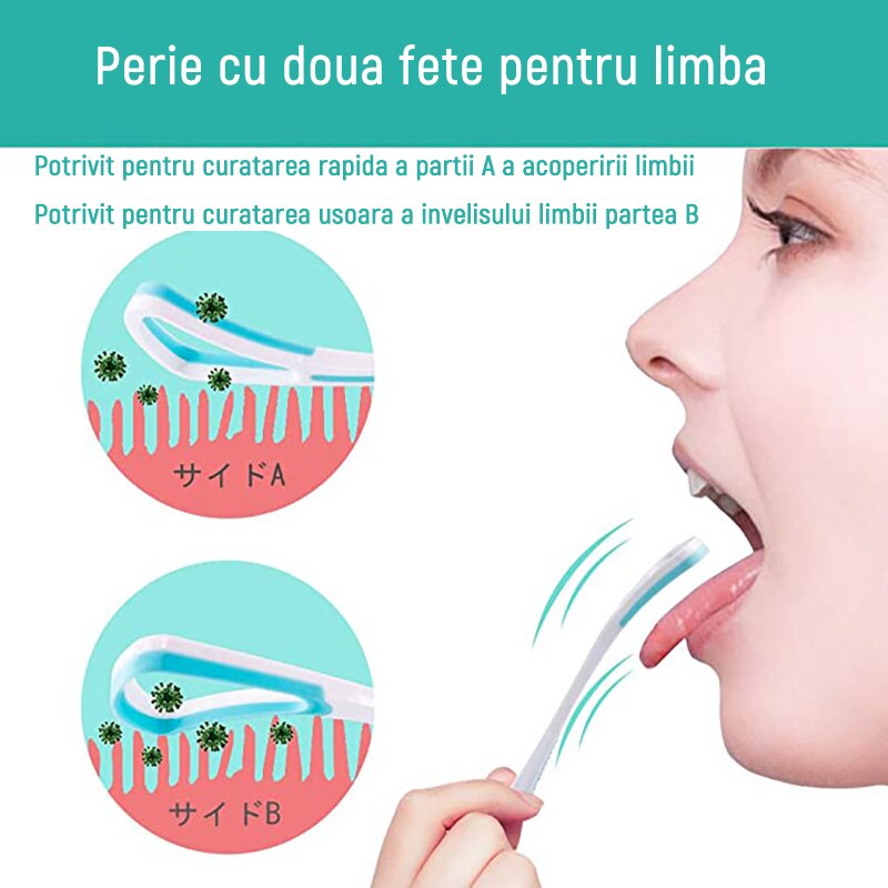 Periuta pentru limba, Amtok, Pachet de 5, Usor de transportat, A curata ...