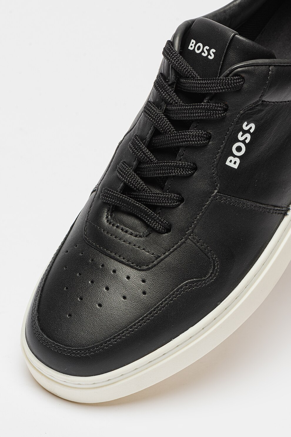 BOSS, Pantofi sport de piele Clint Tenn, Negru, 40 - eMAG.ro