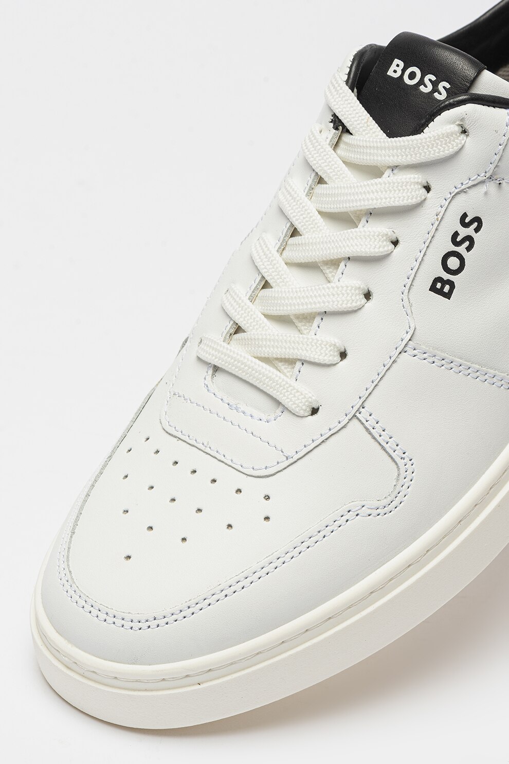 BOSS, Pantofi sport de piele Clint Tenn, Alb, 40 - eMAG.ro