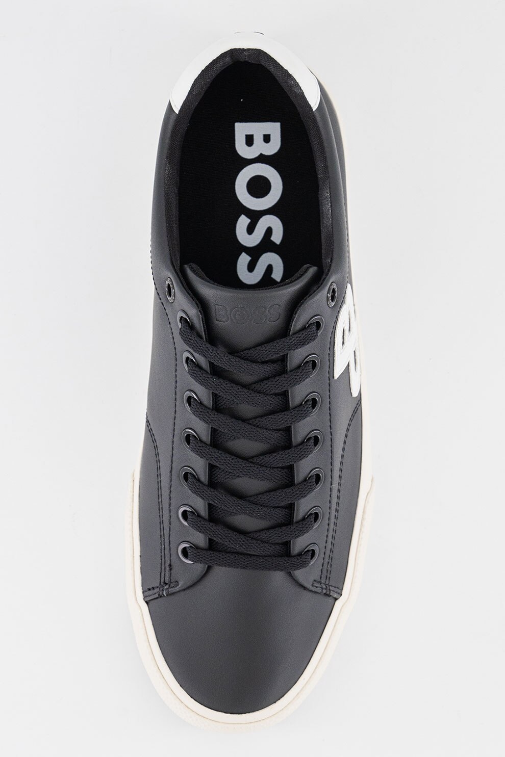 BOSS, Pantofi sport de piele ecologica si piele Aiden, Negru, 44 - eMAG.ro