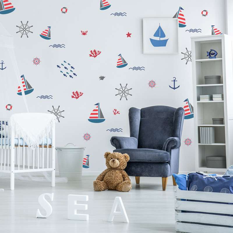 Set 14 sabloane decorative reutilizabile Nakleo, Model nautic - eMAG.ro