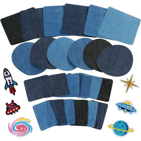 Set 30 de petice textile denim pentru haine, Multicolor - eMAG.ro