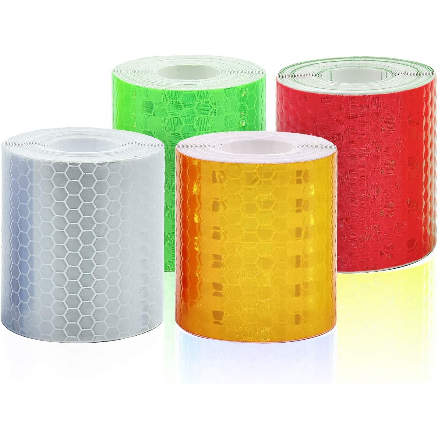Set 4 role banda reflectorizanta pentru avertizare, PVC, Autoadeziva, 5 ...