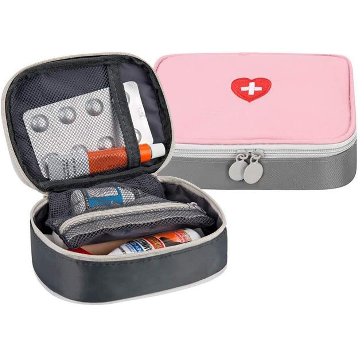 Set 2 truse de prim ajutor, Poliester, 13x4x10cm, Roz/Gri - eMAG.ro