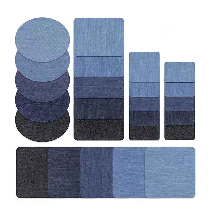 Set 25 patch-uri denim, Textil, Albastru/Negru - eMAG.ro