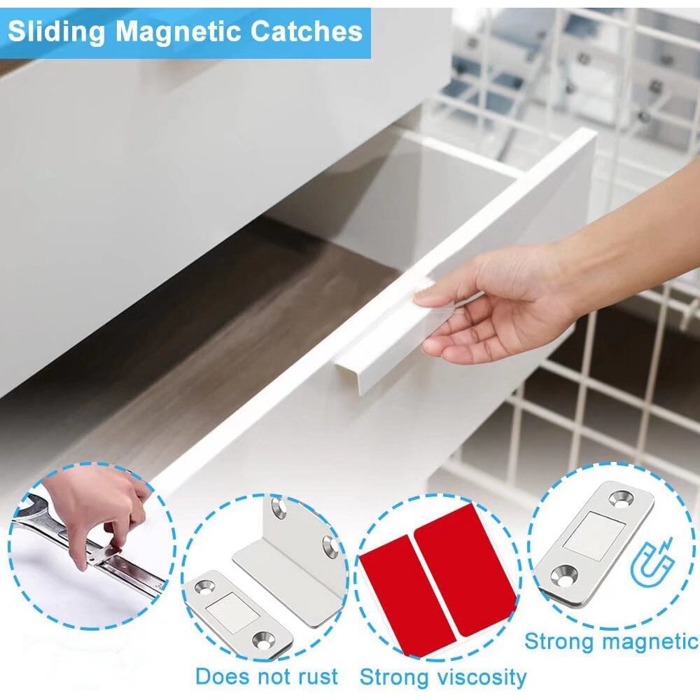 Set inchizatori magnetice pentru dulap, Inox, Argintiu, 4 buc - eMAG.ro