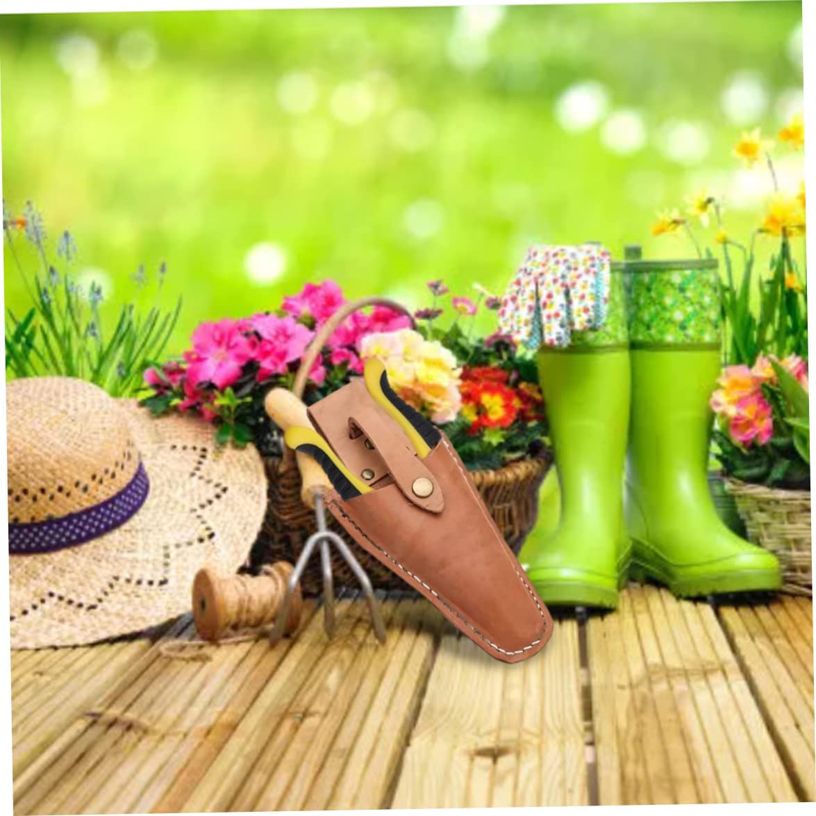 Set 2 teci pentru unelte de gradinarit, Piele, 21cm, Maro - eMAG.ro