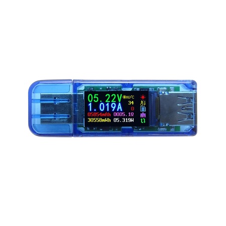 Tester de tensiune USB, AT34, Display color, 3.70-30 V, 64x22x12 mm ...