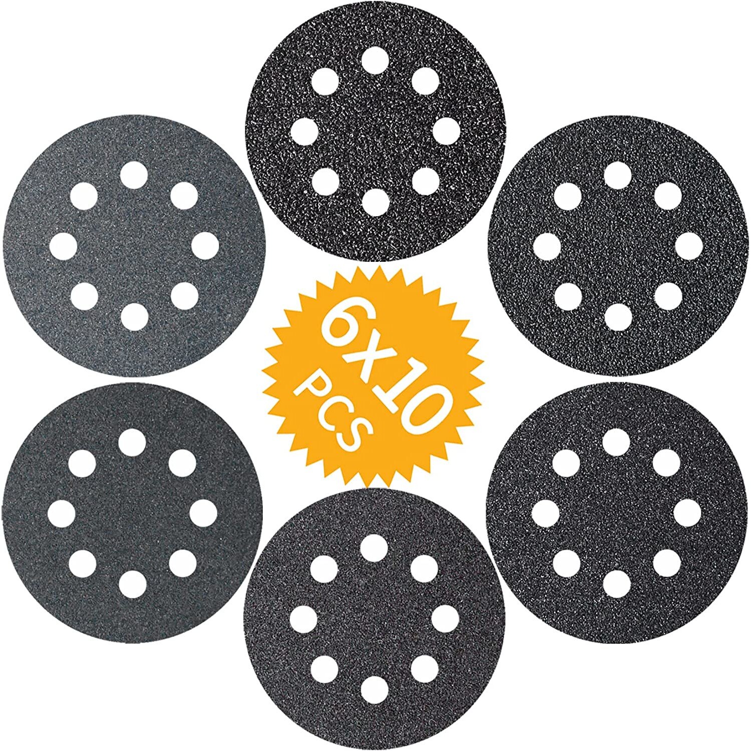 Set 60 buc discuri de slefuit cu carbura de siliciu de 125 mm, 8 gauri ...