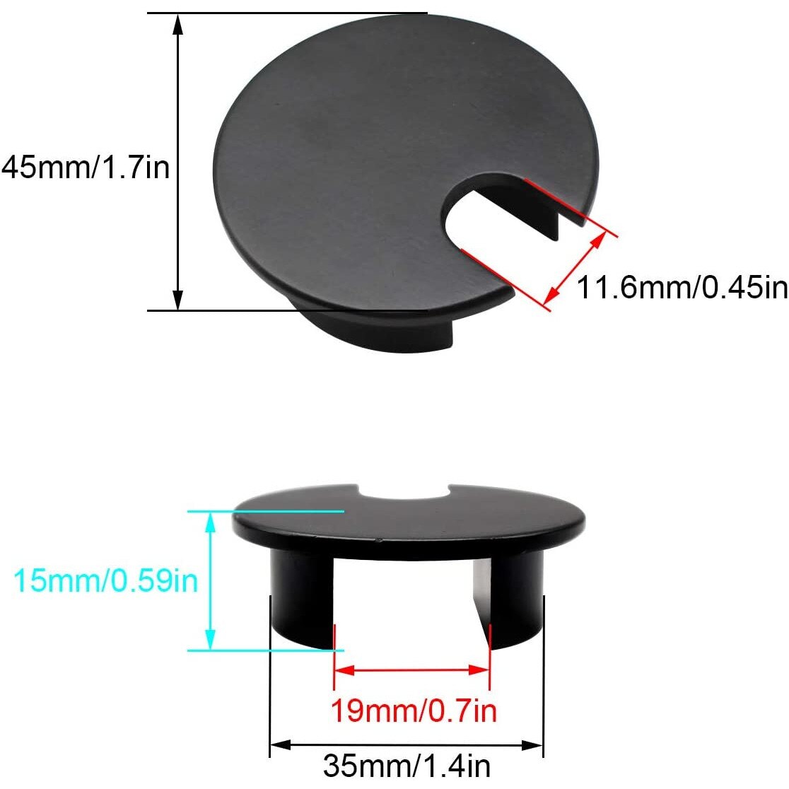 Set 2 capace orificiu organizator cabluri, 35 mm, Negru - eMAG.ro