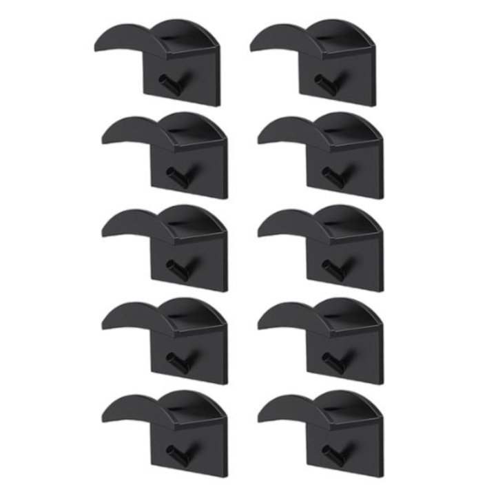 Set 10 cuiere sepci, Plastic, 4.8 x 3.3 cm, Negru - eMAG.ro
