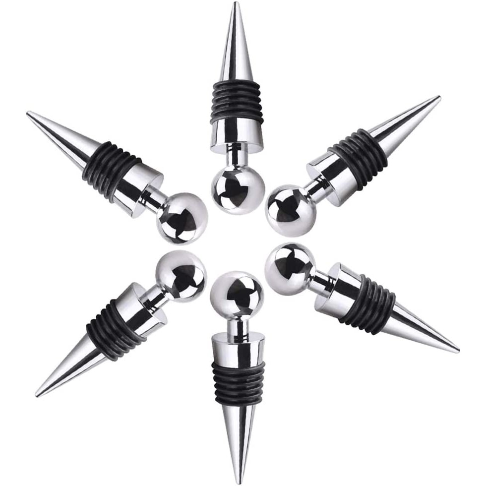 Set 6 dopuri pentru sticle de vin, ABS/Inox, Argintiu/Negru - eMAG.ro
