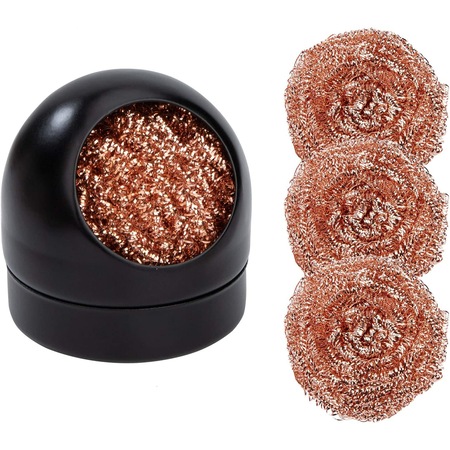 Set Dispozitiv de curatare a fierului de lipit + 3 bureti sarma, Alama ...