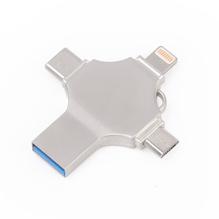 4 в 1 USB флашка за мобилен телефон, 64GB, Lighting/USB-C/Micro USB/USB ...