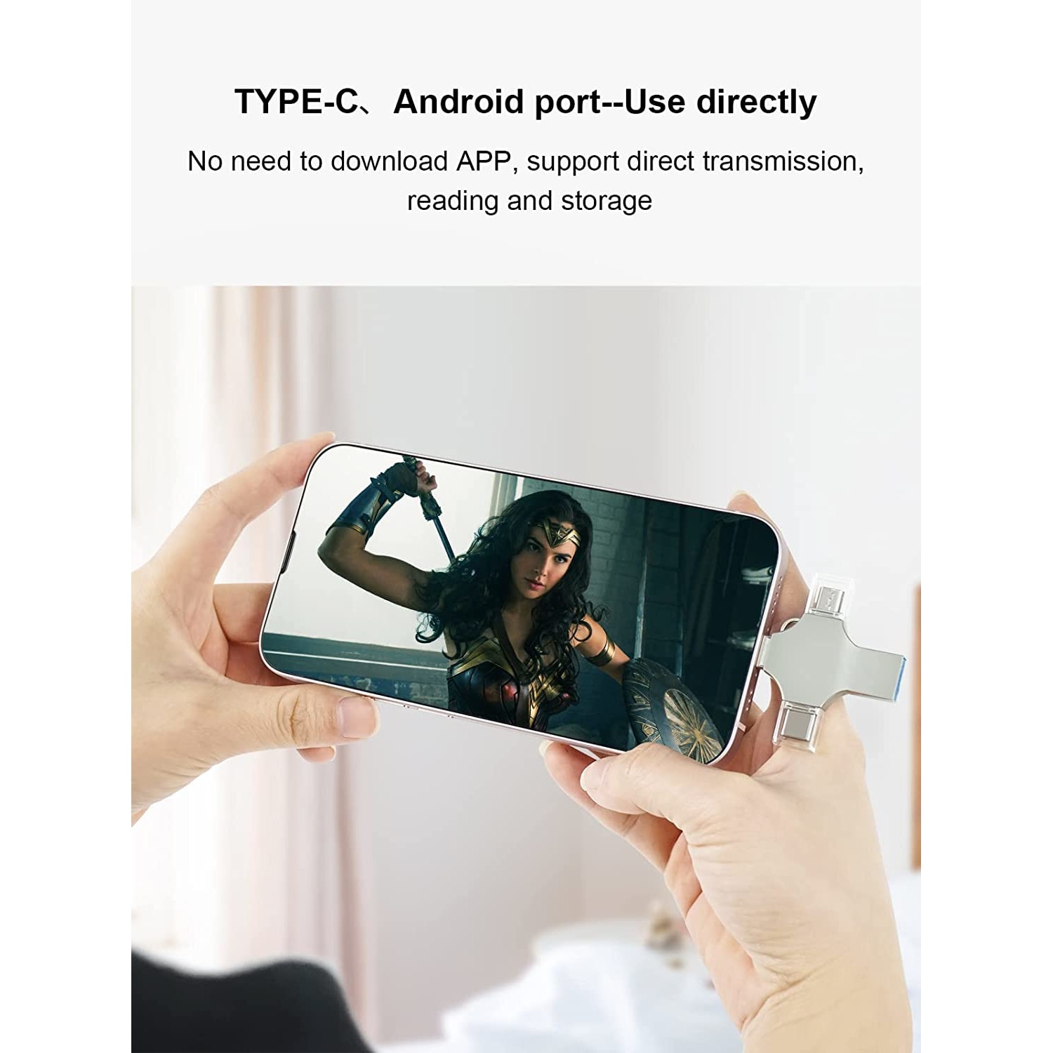 4 в 1 USB флашка за мобилен телефон, 64GB, Lighting/USB-C/Micro USB/USB 2.0, Сребриста - eMAG.bg