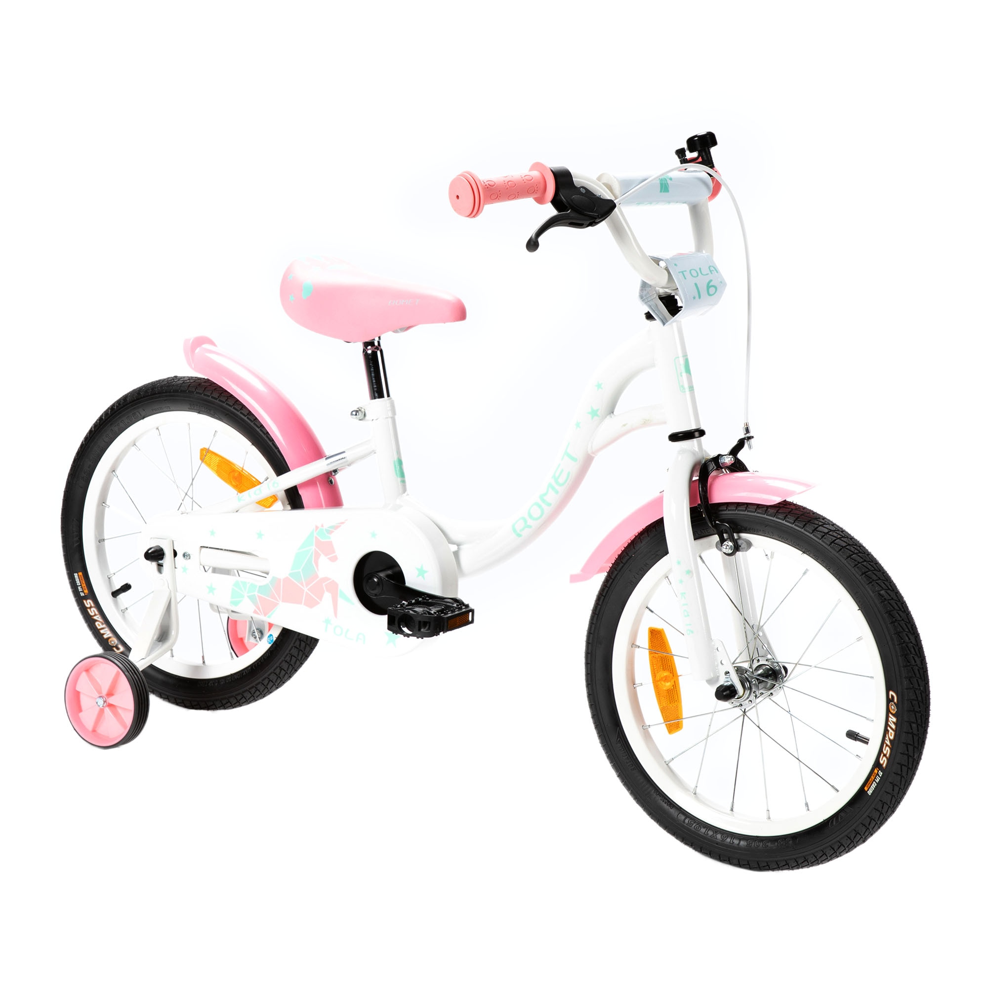 Bicicleta pentru copii, Romet Tola, Otel, roata 16", Alb/Roz - eMAG.ro