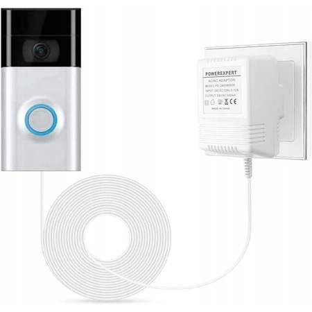 Cablu transformator pentru sonerie, 24 V, 8 m, 120V/230V 50/60Hz, Alb ...