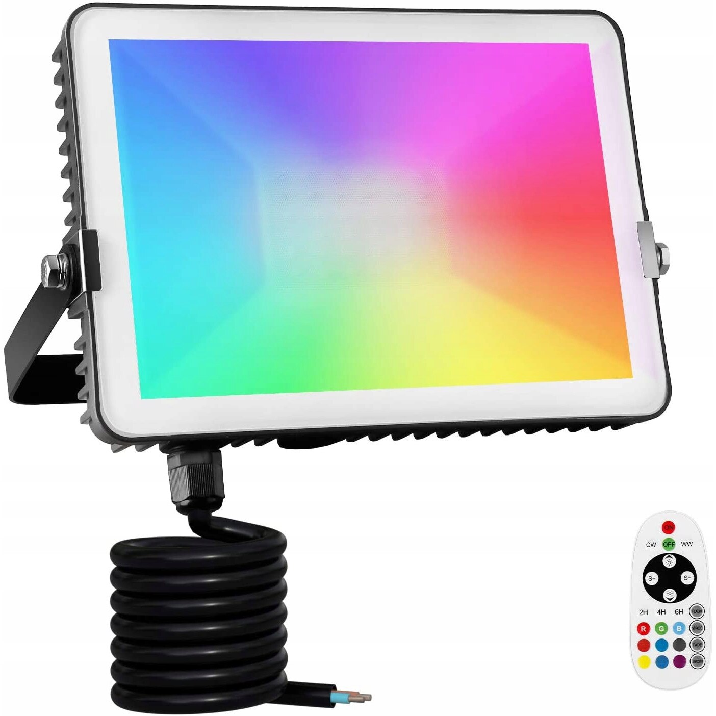 Proiector LED RGB, multicolor, rezistent la apa IP66, 30W + telecomanda ...