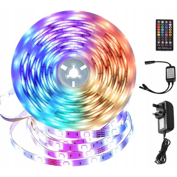 Set banda LED, Cu telecomanda, Multicolor - eMAG.ro