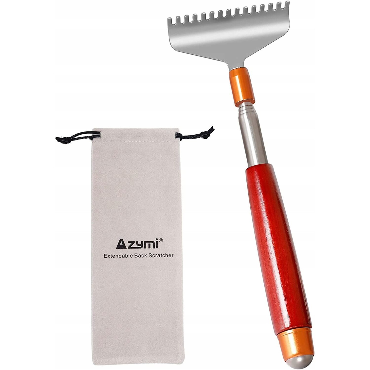 Scarpinator pentru spate, Inox/ Lemn, 50.5 cm, Argintiu/ Maro - eMAG.ro