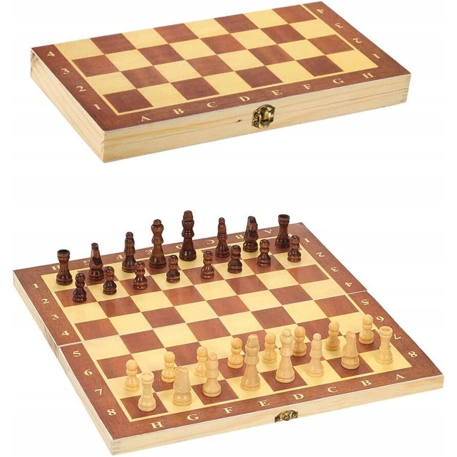 Set sah, Lemn, 6 ani+, Maro/Bej - eMAG.ro