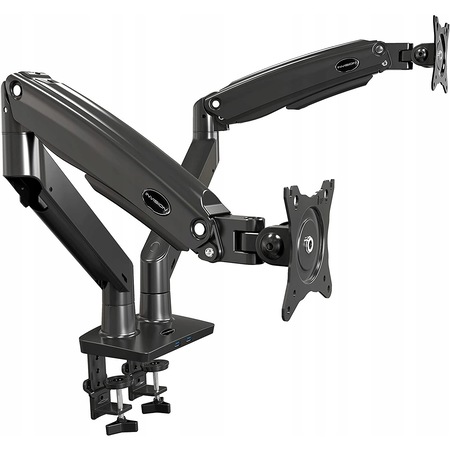 Suport ergonomic pentru monitoare mari, Reglabil, Port USB, Negru - eMAG.ro