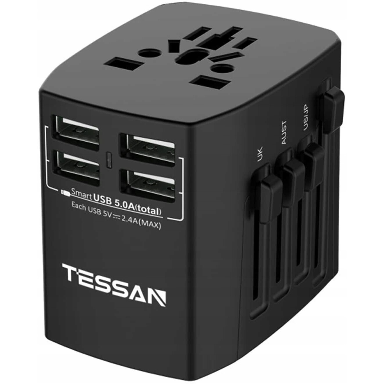 Adaptor de calatorie universal, 4 porturi USB, protectie dubla ...