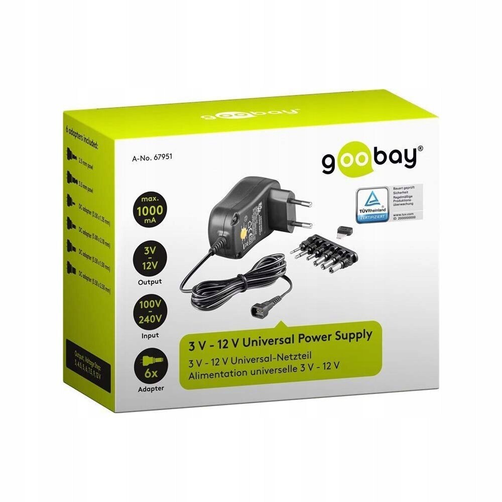 Adaptor universal cu 6 capete, Goobay, 100 V, Negru - eMAG.ro