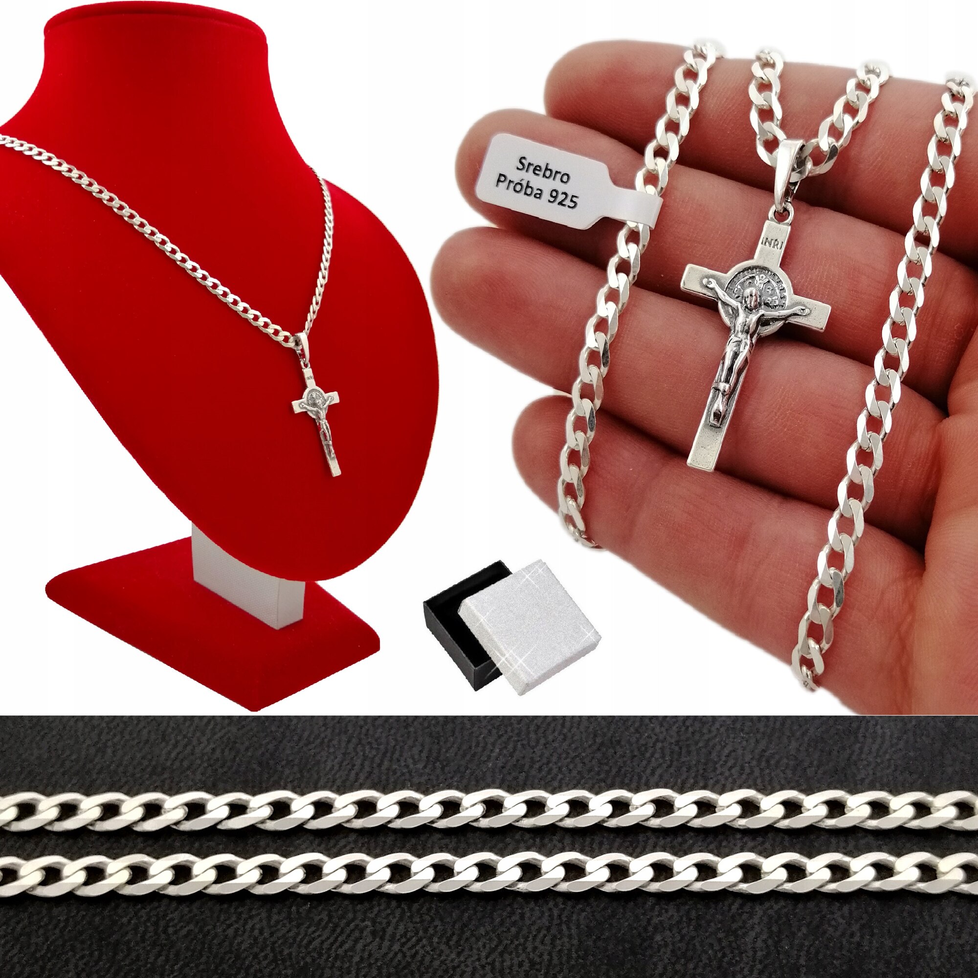 Lantisor barbati, Golden-Celebrity, Argint 925, Pandantiv cruce ...