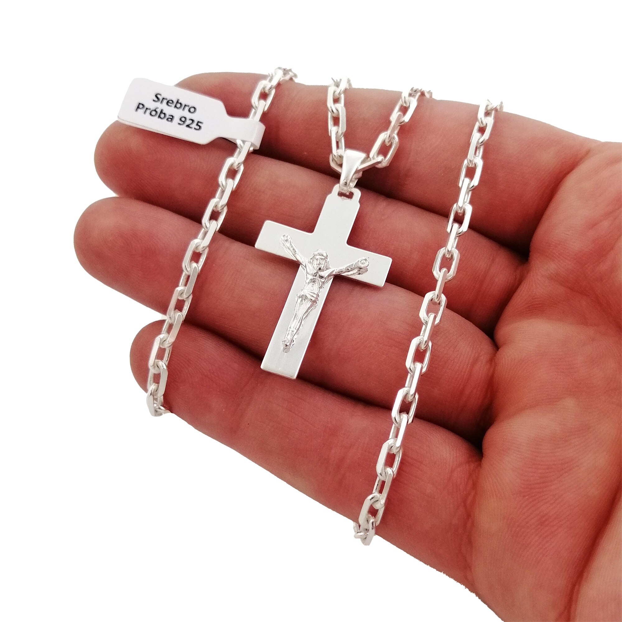 Colier din argint 925, Golden-Celebrity, Pandantiv cruce, 70 cm ...