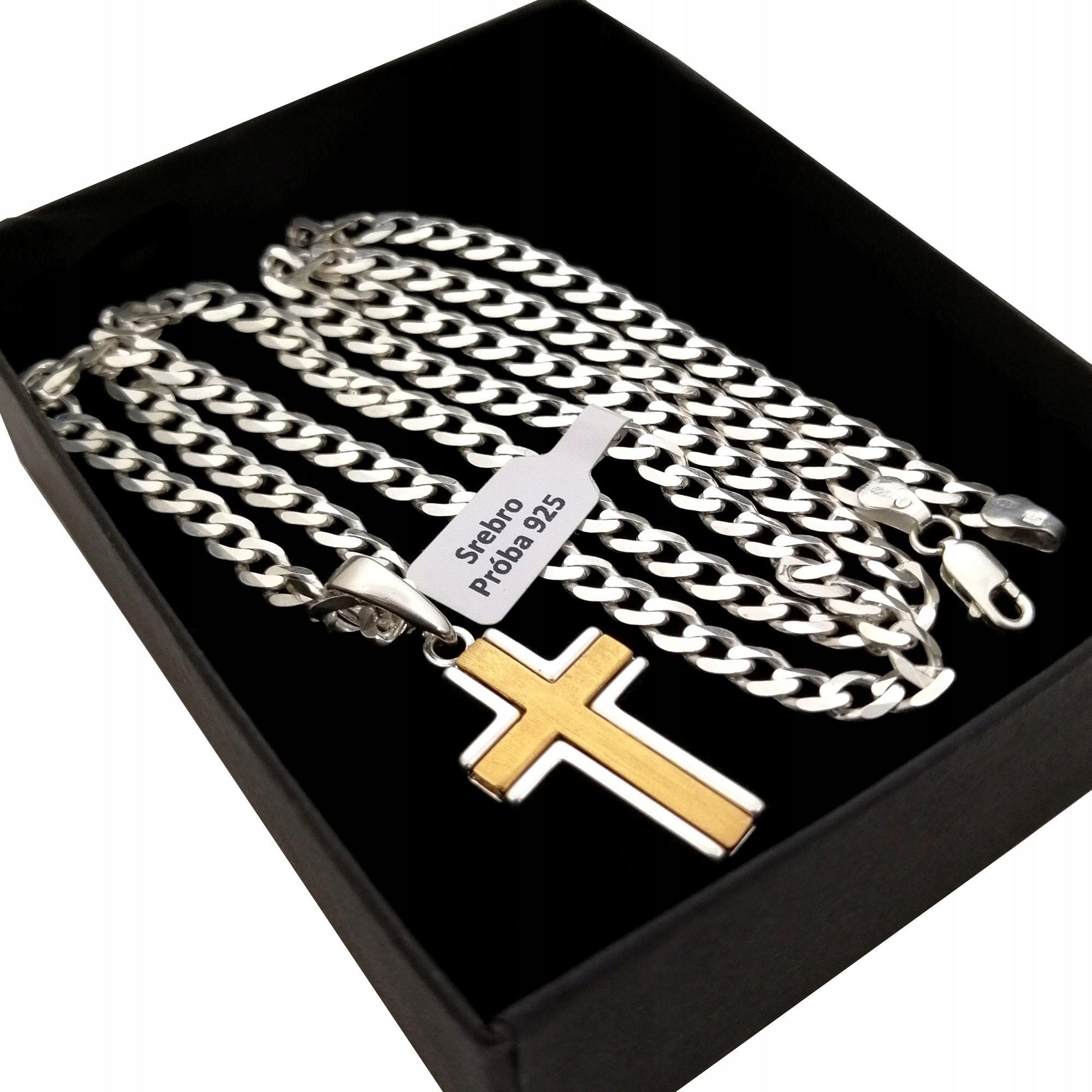 Lantisor barbati, Golden-Celebrity, Argint 925, Pandantiv cruce, 65 cm ...