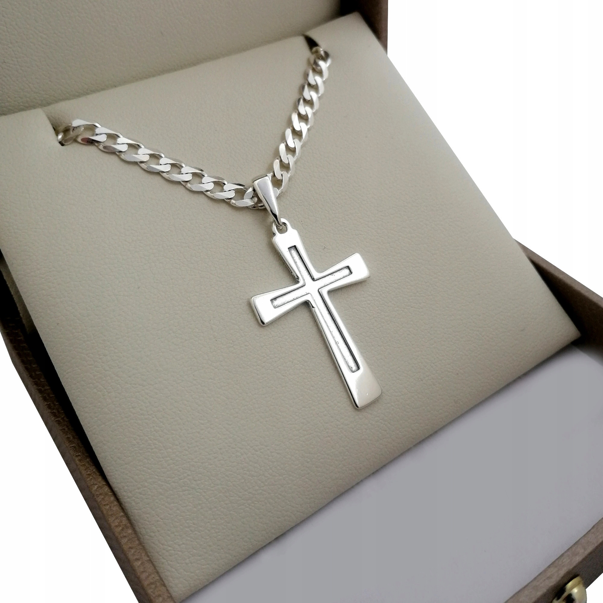 Lantisor barbati, Golden-Celebrity, Argint 925, Pandantiv cruce, 65 cm ...