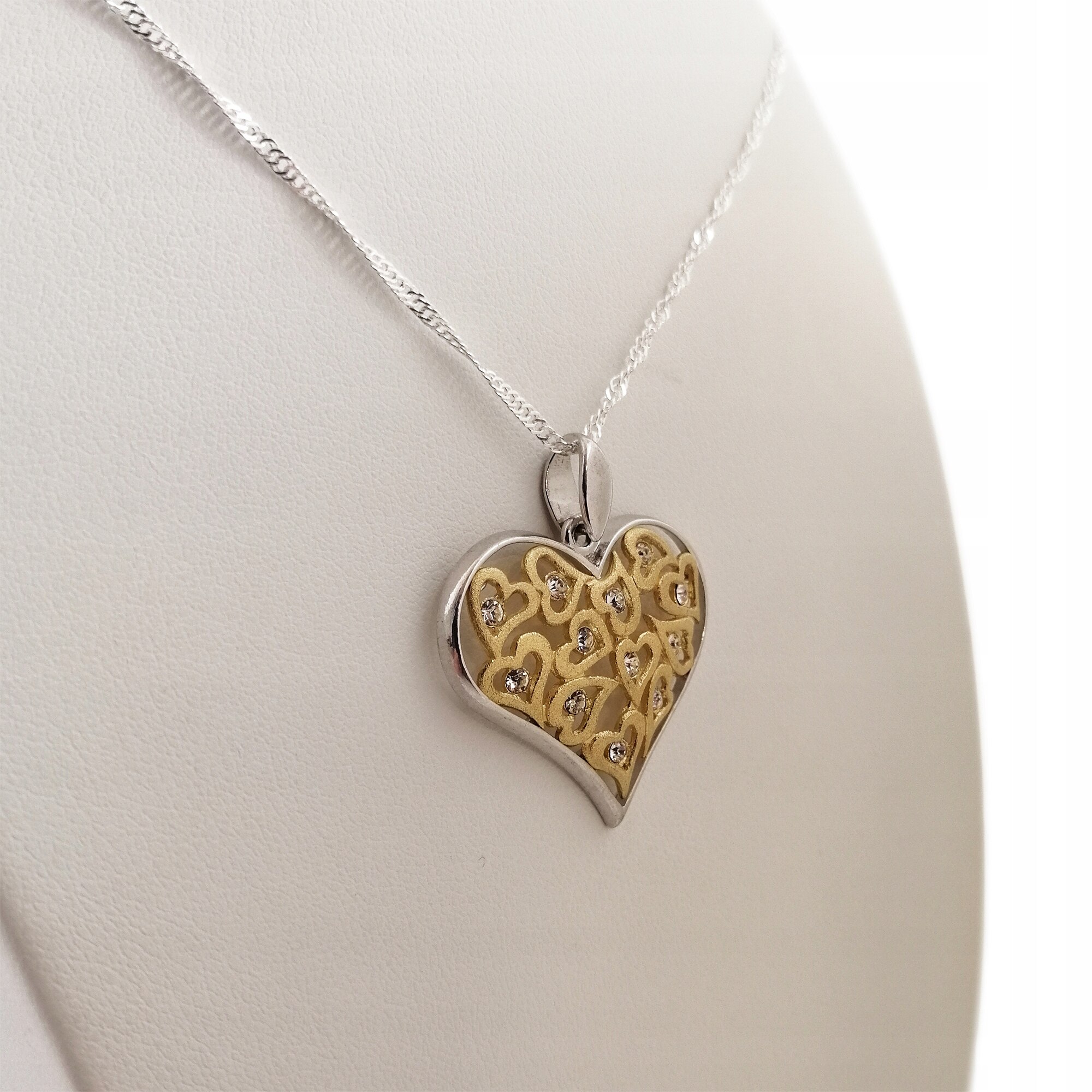 Colier dama, Golden-Celebrity, Argint 925/Zirconiu, Pandantiv inima, 55 ...