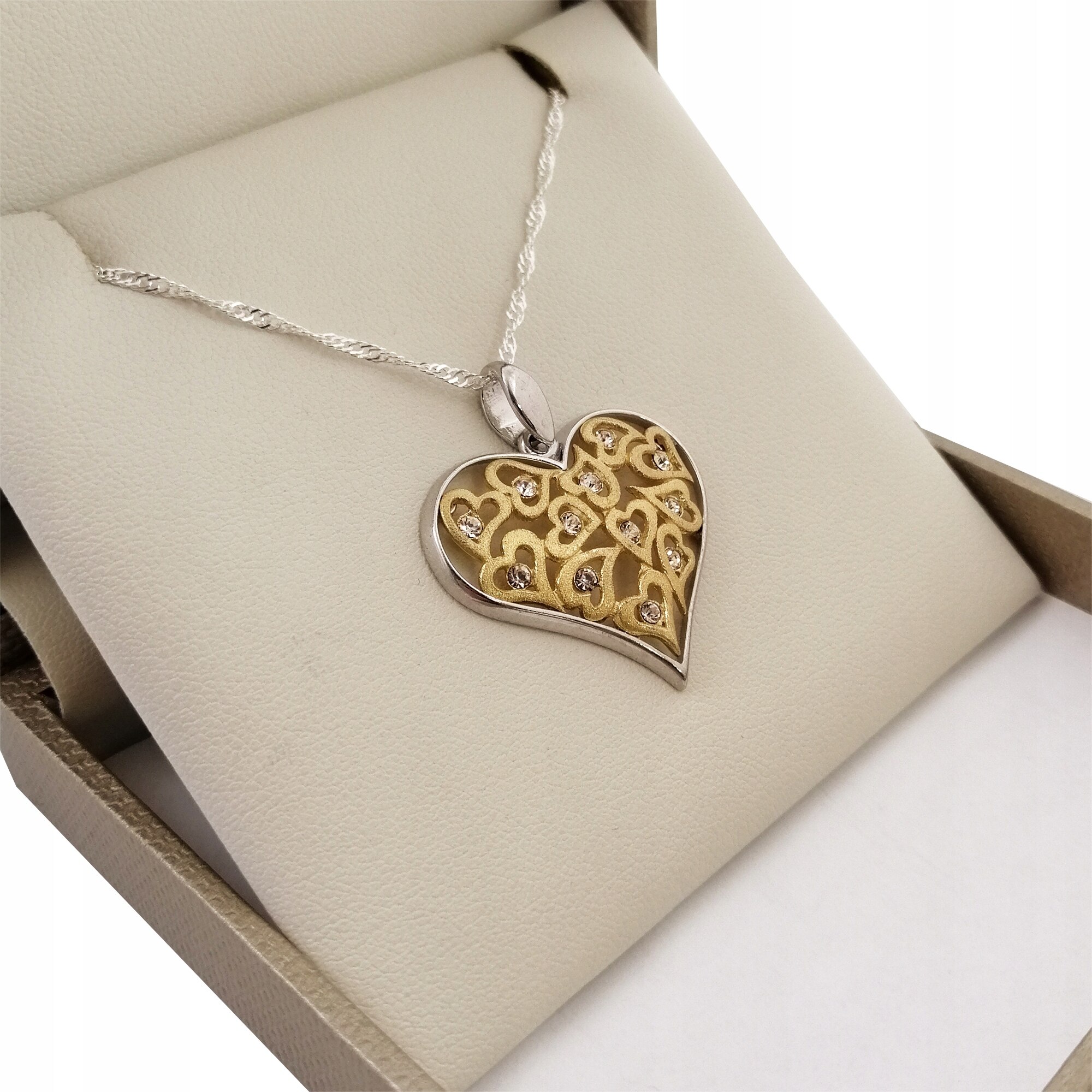 Colier dama, Golden-Celebrity, Argint 925/Zirconiu, Pandantiv inima, 55 ...