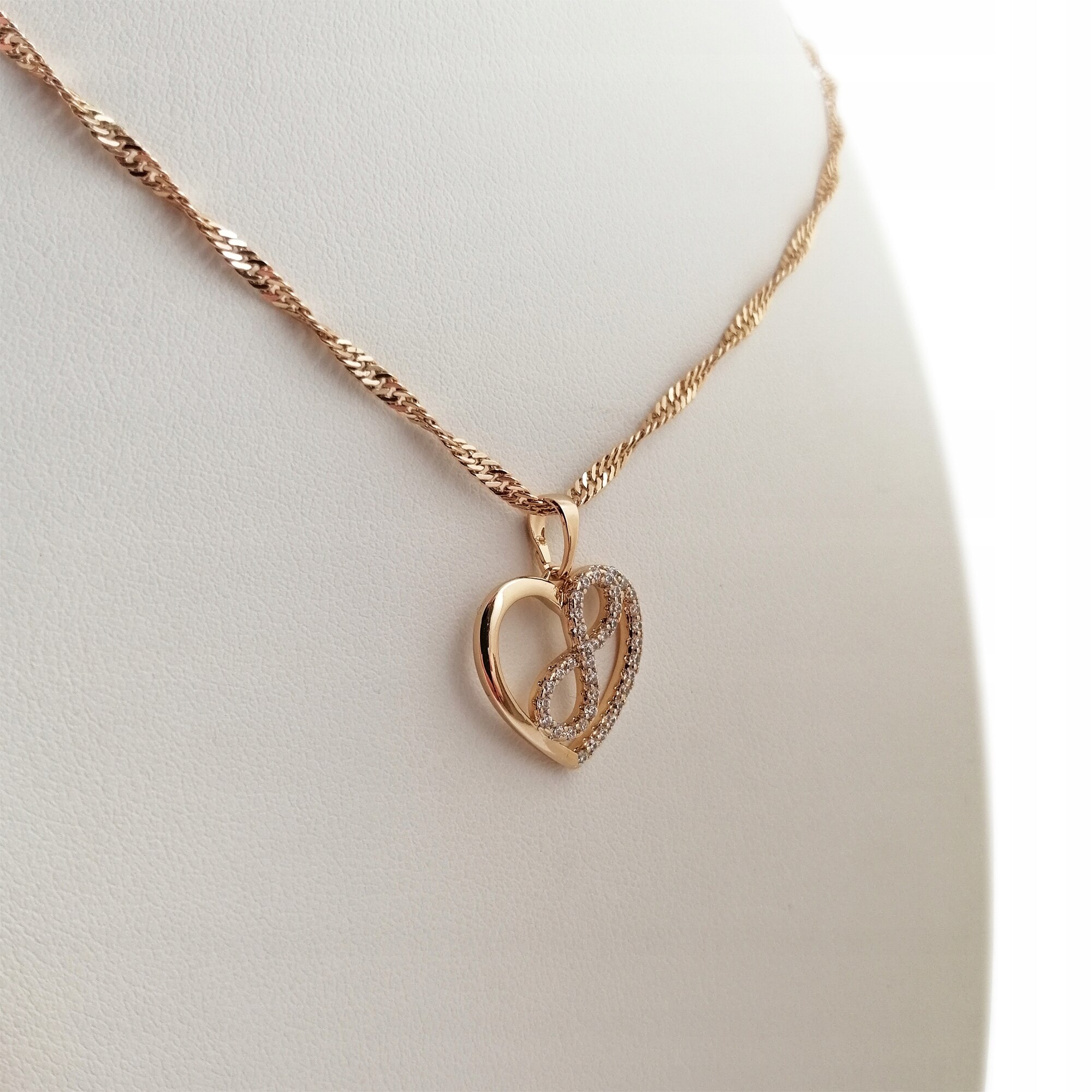 Colier cu pandantiv tip inima, Golden-Celebrity, Otel, Placat cu aur ...