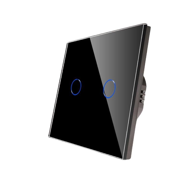 Intrerupator inteligent cu touch Klass, Wireless, 2 canale, compatibil ...