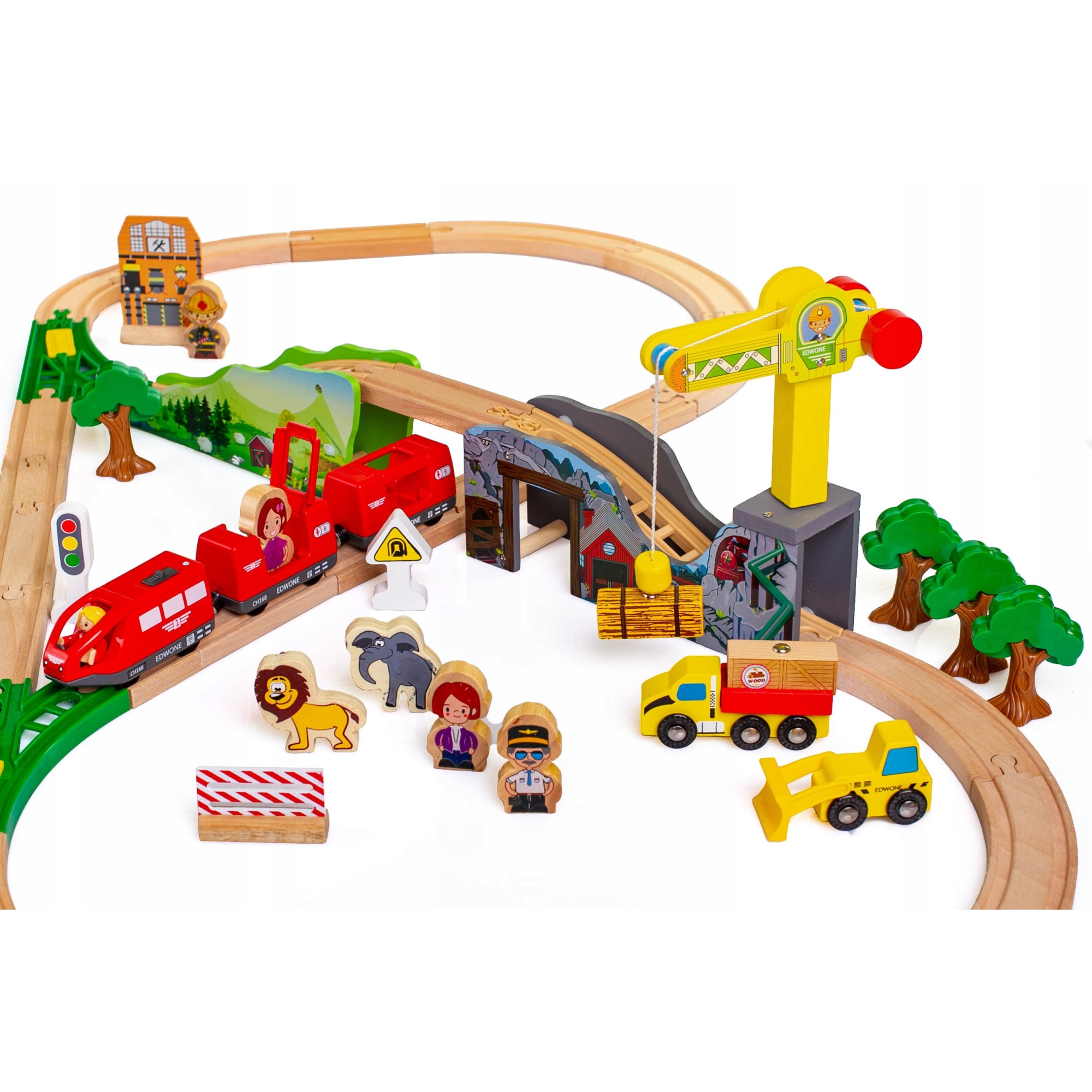 Circuit Trenulet din Lemn Natural, 70 de Accesorii Incluse "LikeSmart ...