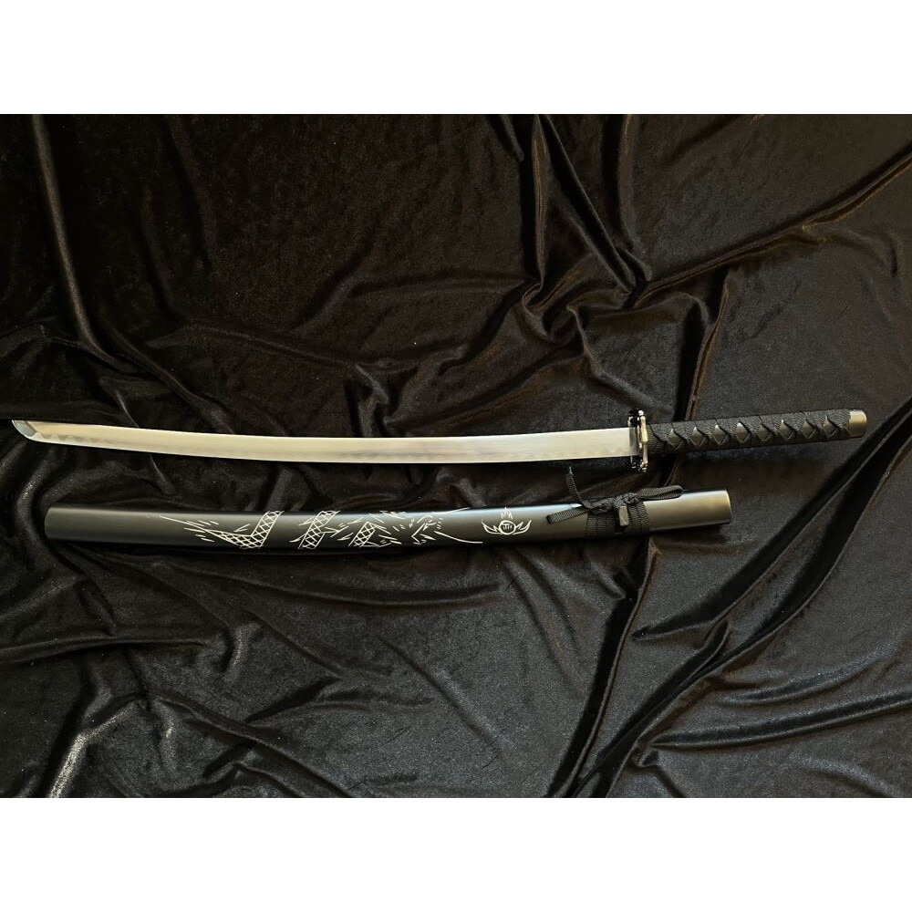 Sabie Katana cu Teaca Dragon Negru, Otel carbon, Lemn Tare, 92cm ...