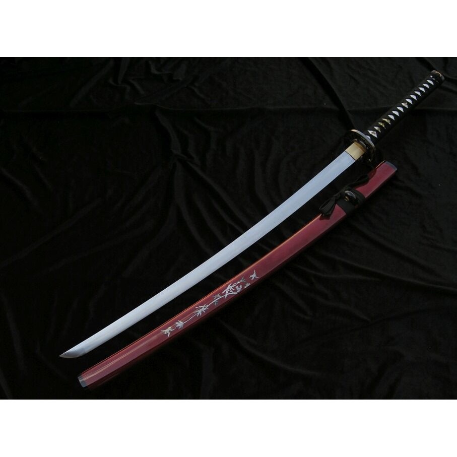 Sabie de formare Profesionala Katana cu Teaca Rosiu, Otel carbon, Lemn ...