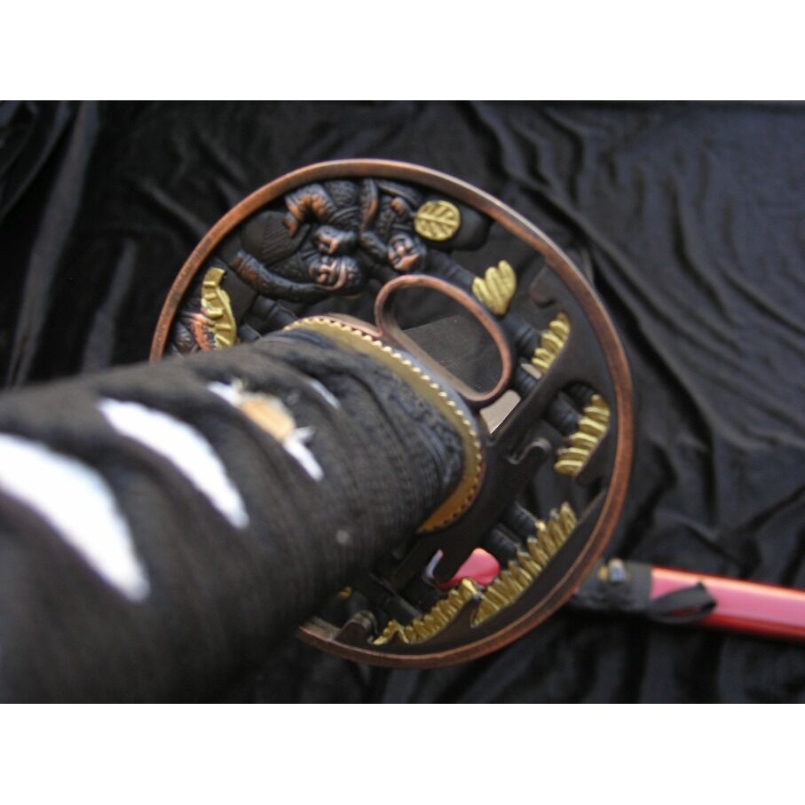 Sabie de formare Profesionala Katana cu Teaca Rosiu, Otel carbon, Lemn ...