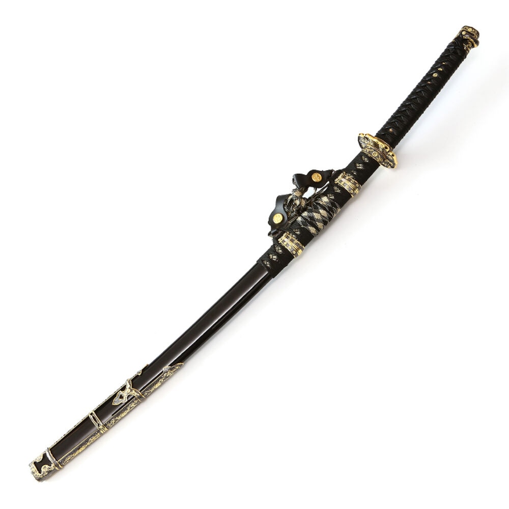 Sabie de Samurai Tachi Profesionala Katana cu Teaca Negru, Otel carbon ...