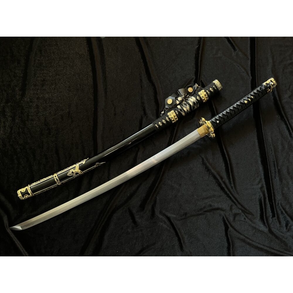 Sabie de Samurai Tachi Profesionala Katana cu Teaca Negru, Otel carbon ...