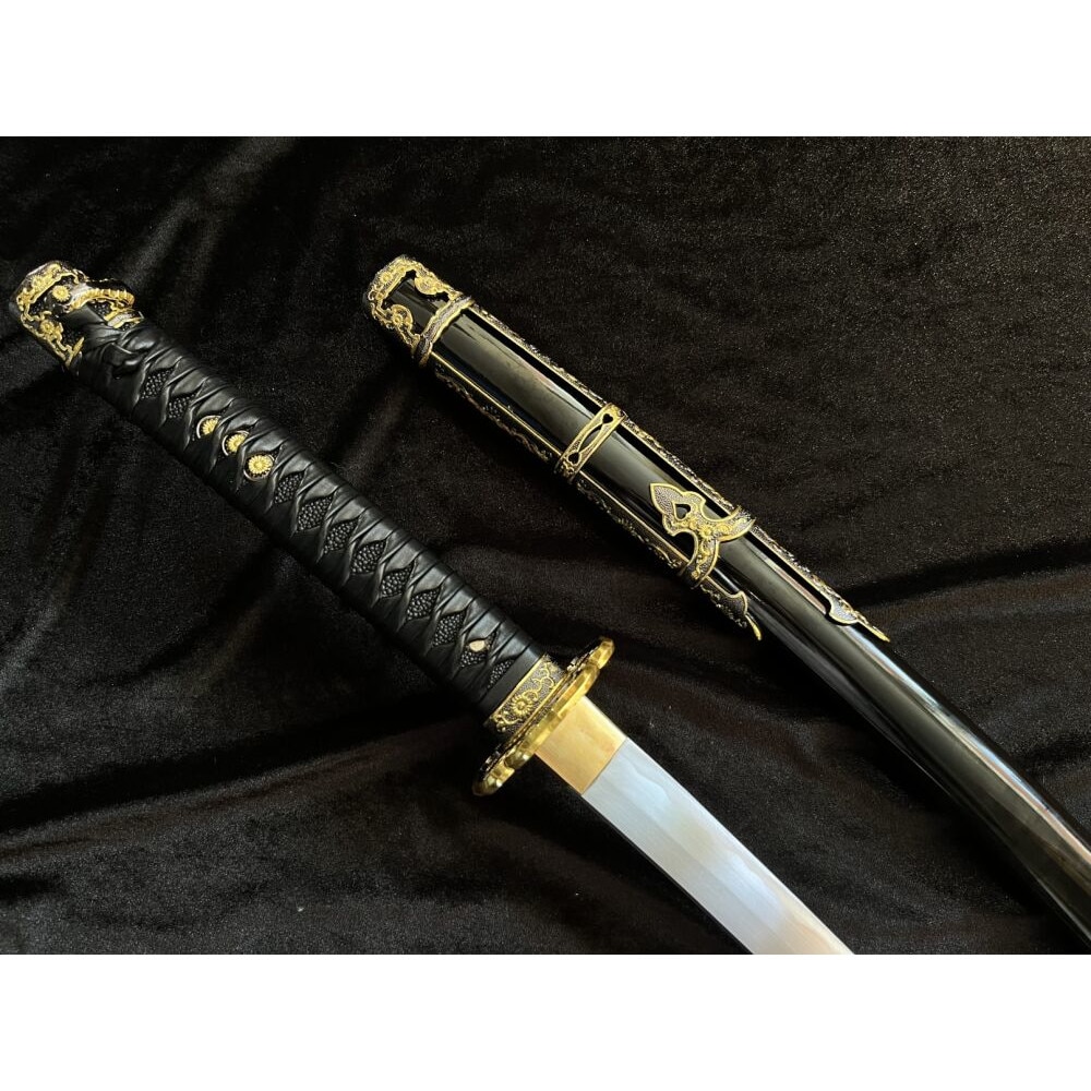 Sabie de Samurai Tachi Profesionala Katana cu Teaca Negru, Otel carbon ...