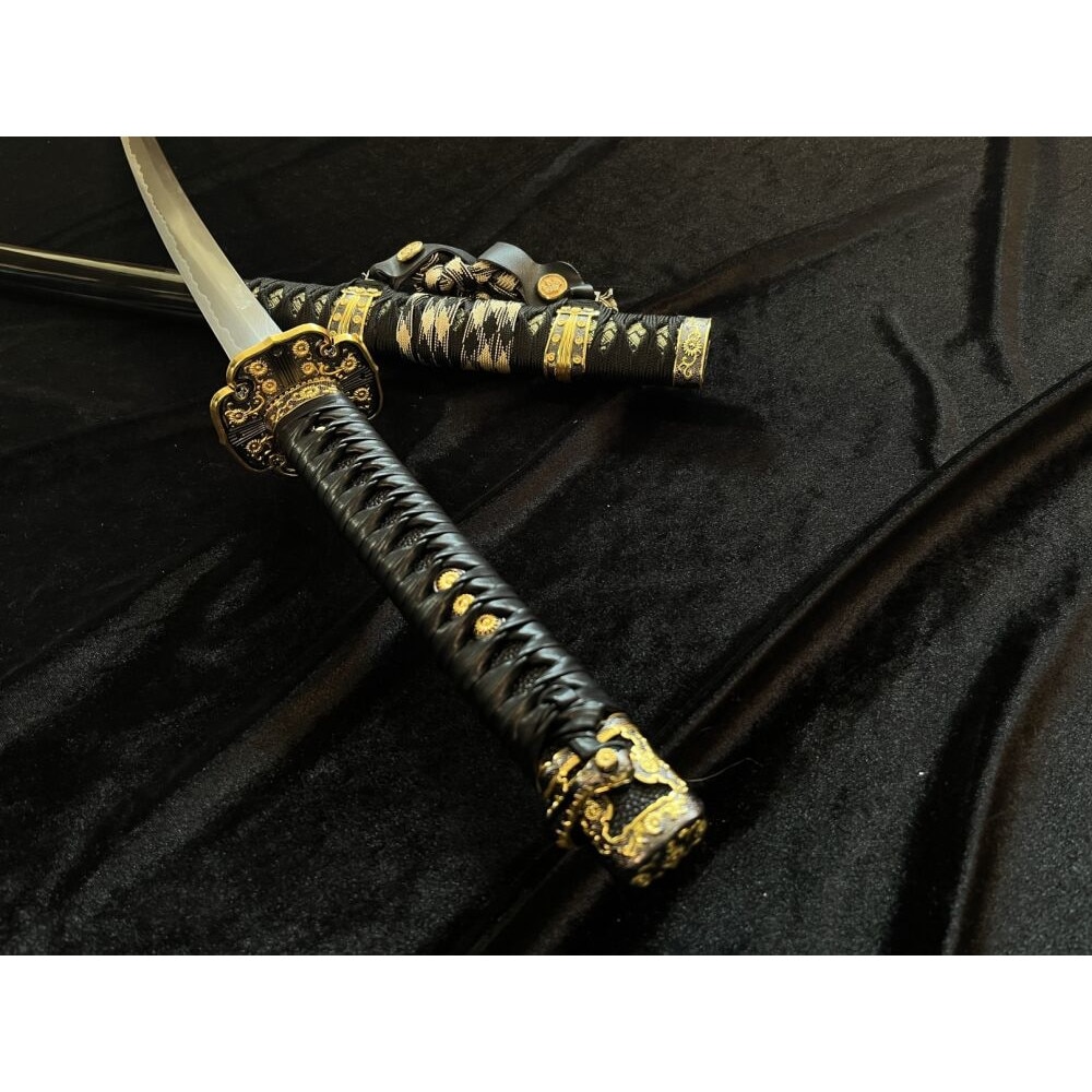 Sabie de Samurai Tachi Profesionala Katana cu Teaca Negru, Otel carbon ...