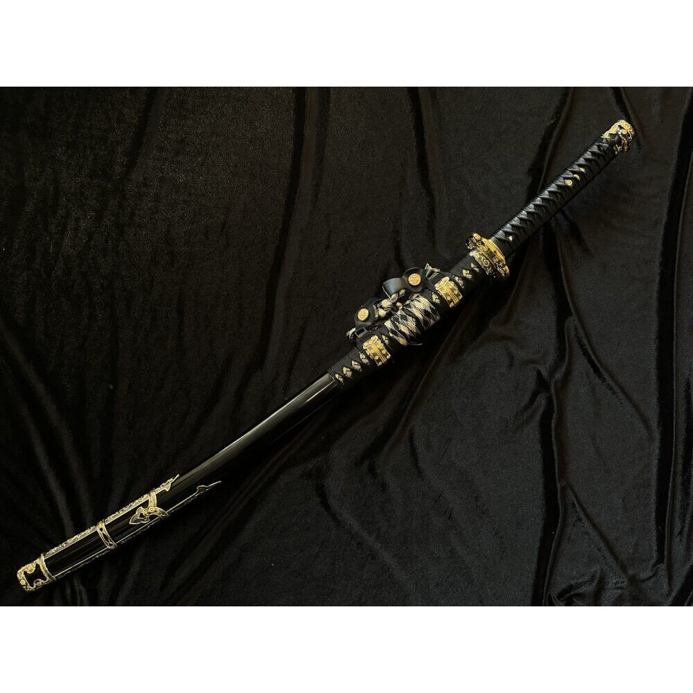 Sabie de Samurai Tachi Profesionala Katana cu Teaca Negru, Otel carbon ...