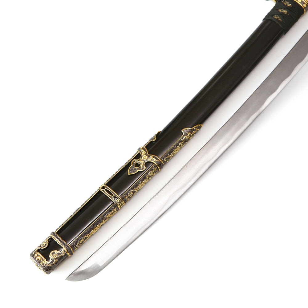 Sabie de Samurai Tachi Profesionala Katana cu Teaca Negru, Otel carbon ...