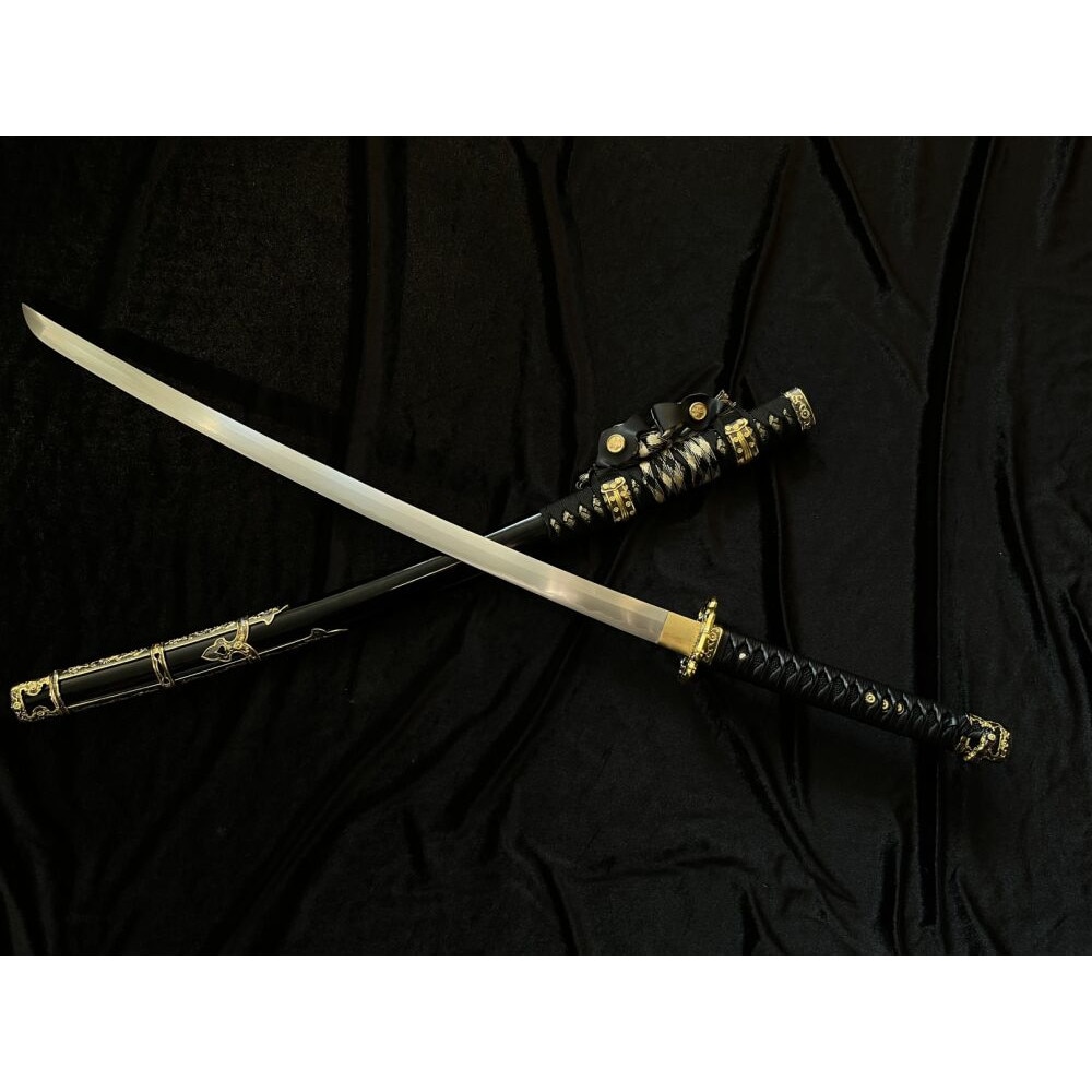 Sabie de Samurai Tachi Profesionala Katana cu Teaca Negru, Otel carbon ...