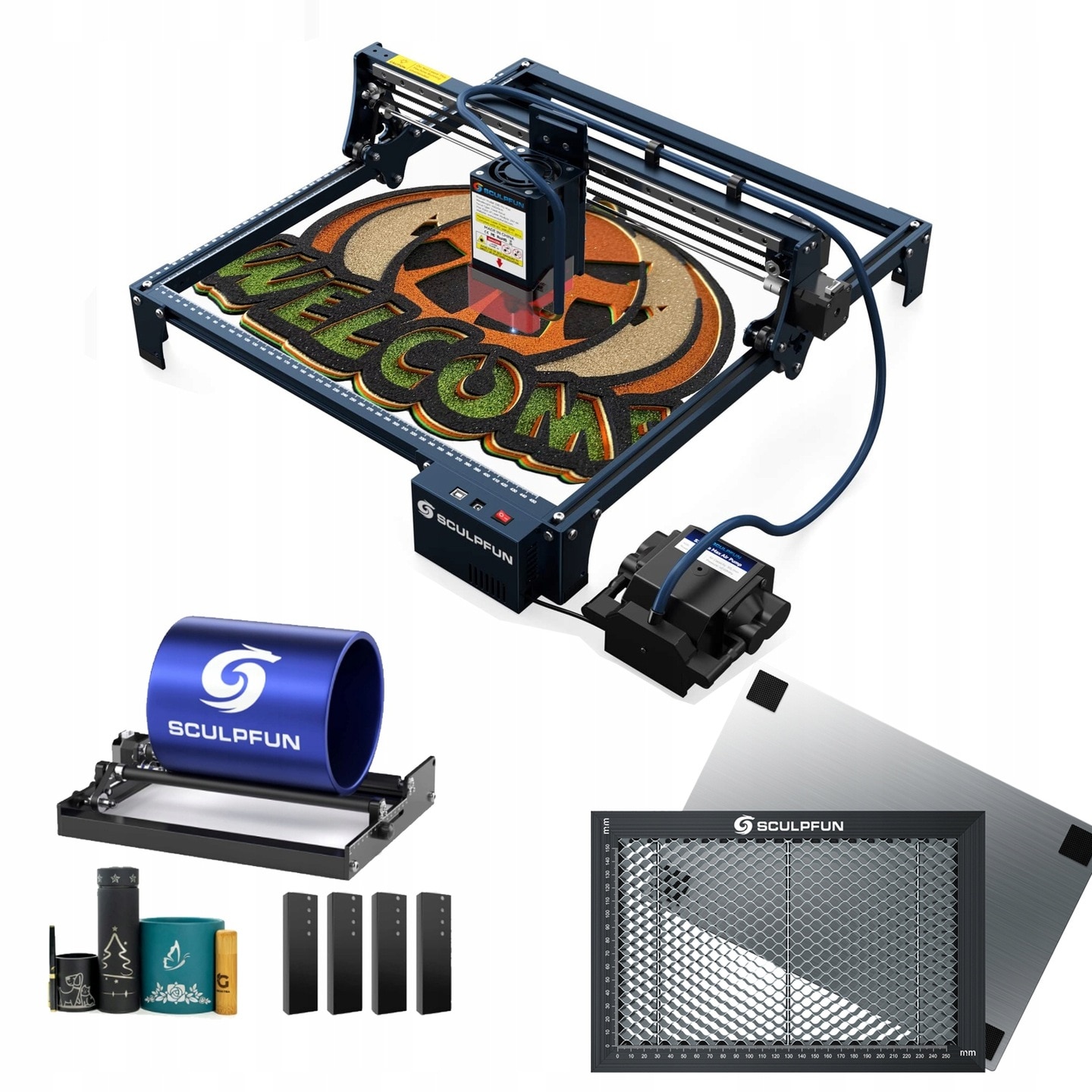 Gravírozógép S30 pro max, SCULPFUN, 20W, XL lemez/forgóhenger - eMAG.hu