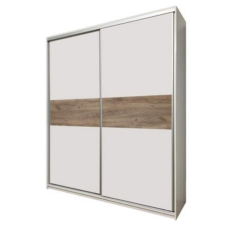 Dressing cu usi glisante, Alb/Stejar Tobacco, H220 x L160 x A60 cm ...