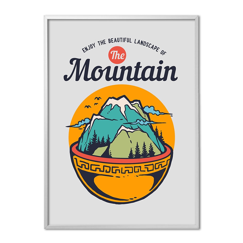 Poster cu sau fara rama - Poster retro cu munti 40x50 Aluminiu - eMAG.ro